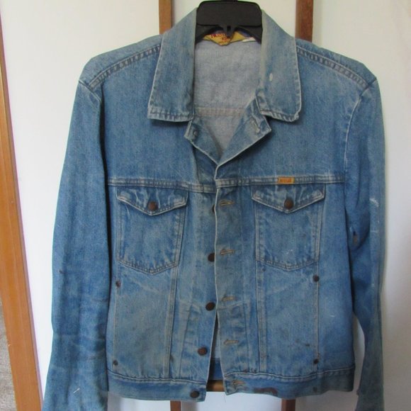 Rustler | Jackets & Coats | Vintage Rustler Paint Stained Jean Jacket ...